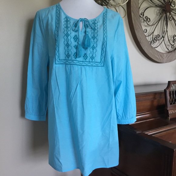 Studio Works | Tops | Nwt Studio Works Size Xl Blue Peasant Blouse Top ...